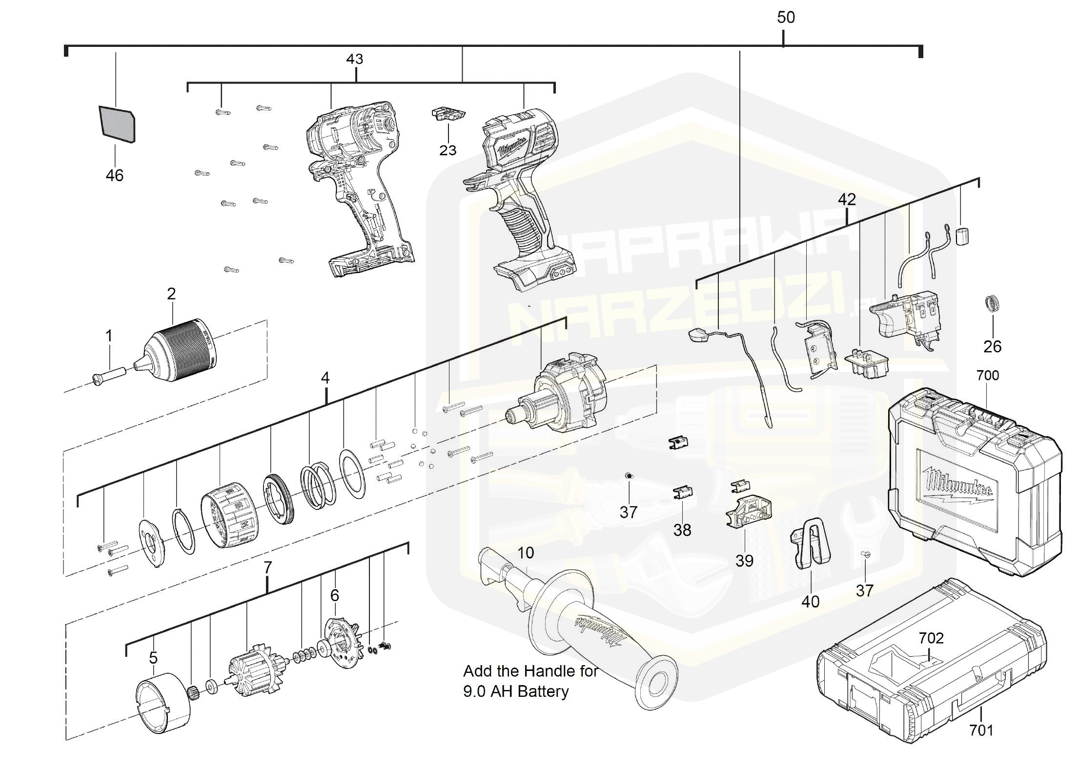 Milwaukee silnik wirnik szczotki szczotkotrzymacz do wiertarko ...